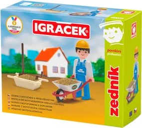 EFKO Igráček Zedník / Kloubová figurka s doplňky / 7,5 cm