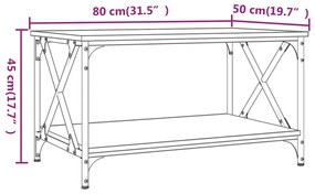 Konferenční stolek kouřový dub 80x50x45 cm kompozit a železo - Default Title