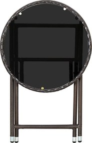 Čajový stolek hnědý 60 cm polyratan a tvrzené sklo 310560