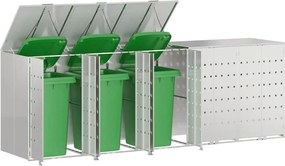 Úložný box na 3 popelnice Nerezová ocel Stříbrná 3394791