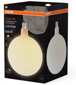 Matná LED žárovka velká E27 7.3W VINTAGE GLOBE, teplá bílá