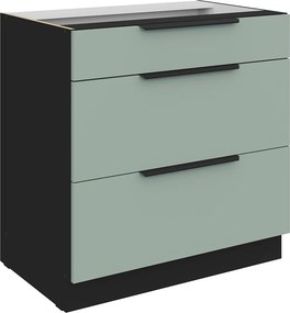 ARIA sc | dolní skříňka 80 D 3S zásuvková | 80 cm | PREMIUM BOX | černá/aquamarine
