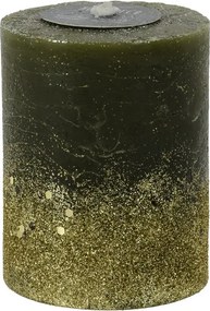 Vánoční svíčka Rustic v tmavě zelené barvě 9 cm