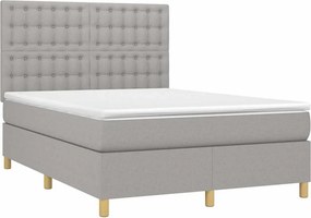 Box spring postel s matrací a LED světle šedá 140x190 cm textil 3135749