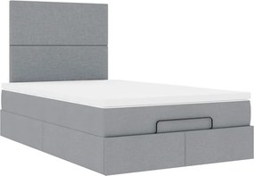 Osmanský rám postele s matrací světle šedá 120x190 cm textil 3313906