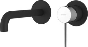 Sapho Ultramix - Umyvadlová baterie pod omítku, 2-otvorová instalace, s tělesem, matná černá/chrom UT018BC
