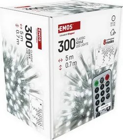 Vánoční osvětlení EMOS D4CC02 ZY1905 LED řetěz krápníky 5m studená bílá ovladač programy