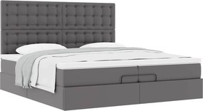 Osmanský rám postele s matrací šedá 200x200cm umělá kůže 3313024