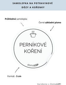 Samolepka na kořenky PERNÍKOVÉ KOŘENÍ průhledná 5 cm základní písmo