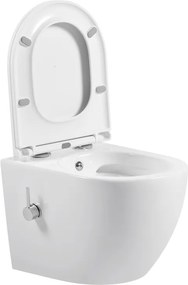 Erga Lily, závěsná WC mísa s funkcí bidetu + toaletní sedátko, bílá lesklá, ERG-V03-LILY-RIM-BID-WH