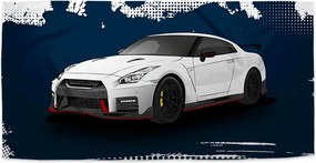 Sablio Ručník Nissan GTR 35 Modrý - 50x100 cm