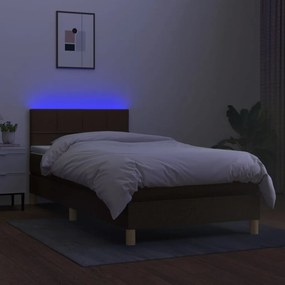 Box spring postel s matrací a LED tmavě hnědá 80x200 cm textil 3133672