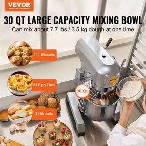 Komerční mixér na jídlo 28,5 l 3-rychlostní stojanový mixér na těsto 1100 W