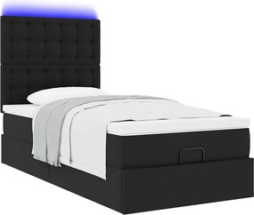 Osmanský rám postele s matrací černá 90x200cm umělá kůže 3313830