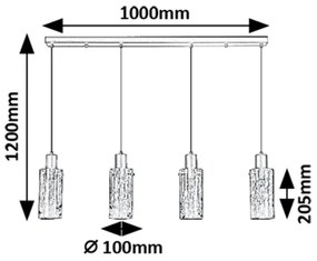 Rabalux 72039 - Lustr na lanku FUMEA 4xE27/60W/230V