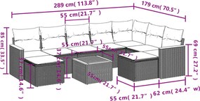 vidaXL 10dílná zahradní sedací souprava s poduškami polyratan [3258948] Barva: béžová a šedá