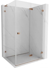 Mexen Lunar-F L, sprchový kout pravý 80 x 70 cm, 8mm čiré sklo, profil růžové zlato, 836L-080-070-60-00-P