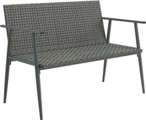 Outsunny 2-místná zahradní lavice z polyrattanu a oceli, s područkami, opěradly a nastavitelnými nožkami, 110x58x78 cm, šedá