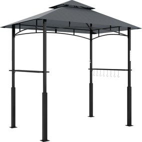 Grilovací pavilon Outsunny s LED 243 x 148 x 248 cm Voděodolný a nehořlavý zahradní pavilon s dvojitou střechou, postranními policemi, altánem s UV oc