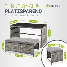 Juskys Polyratanový balkonový set Jamaika 2 v 1 Provedení: šedá