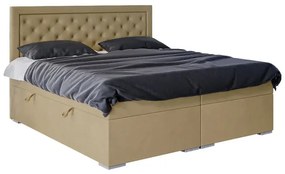 Čalouněná postel Chloe 140x200, béžová, vč. matrace a topperu