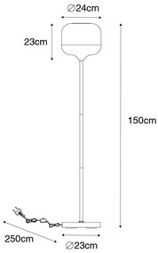 Designová stojací lampa černá se zlatem a kouřovým sklem - Kyan