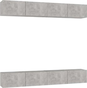 TV skříňky 4 ks betonově šedé 100 x 30 x 30 cm kompozitní dřevo 3079061