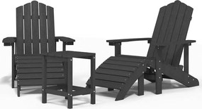 Zahradní křesla Adirondack + podnožka a stolek HDPE antracitová 3095713