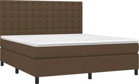 Box spring postel s matrací a LED tmavě hnědá 180x200 cm textil 3135216