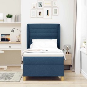Postel s boxspringem s matrací s čelo Modrá 200 x 90 cm textil 3340675