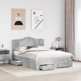 Rám postele s čelo Betonově šedá 140 x 200 cm Kompozitní dřevo 3413597