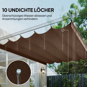 Náhradní střecha pro pergolu 3 x 3 m, zatahovací, s otvory pro odvod dešťové vody, odolná proti povětrnostním vlivům, polyester, 250 x 255 cm Káva