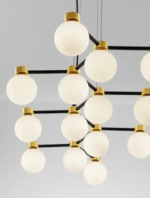 Satina zlato-černo-bílý designový lustr Ovalino 157