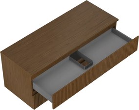 Mexen Rivel, koupelnová skříňka 120 cm s horní deskou, 2 zásuvky, drážkovaná, ořech, 91A20-12047-2-BFFC86