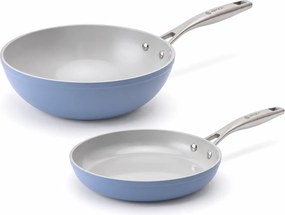 Elmich Základní sada keramických pánví Zen 2 ks – klasická + wok, modrá