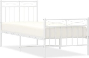 vidaXL Kovový rám postele s hlavovým a nožním čelem 75 x 190 cm [373748] Barva: Bílá