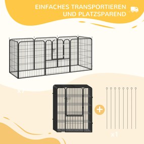 PawHut výběh pro štěňata, venkovní ohrádka pro domácí mazlíčky, ohrádka, kotec, výběh pro psy, s dvířky, kovová, 79x100cm, černá | Aosom