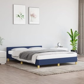 Rám postele s čelem modrý 140 x 200 cm textil,  347421