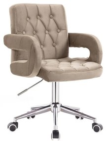 LuxuryForm DESIGN Otočná židle BOSTON VELUR na stříbrné podstavě s kolečky - latte