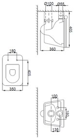 Invena Paros, závěsná WC mísa Rimless 465x350x360 mm + SLIM toaletní sedátko s pomalým zavíráním, bílá lesklá, INV-CE-90-001-W