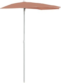 Zahradní půlkruhový slunečník s tyčí 180 x 90 cm terakotový 315564