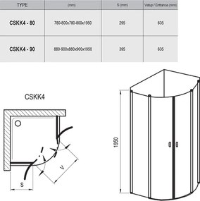 Ravak Chrome CSKK4-80 3Q140U00Z1 sprchový kout 80 cm