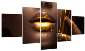 Obraz - Žena se zlatými rty (125x70 cm)