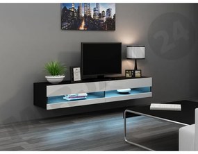TV stolek Zigo New 180, Osvětlení: osvětlení LED - modré, Barva: černý / černý lesk