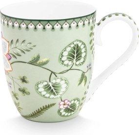 Pip Studio Lily & Lotus hrnek XL 440ml, zelený (Porcelánový hrnek)