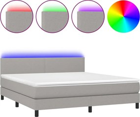 Box spring postel s matrací a LED světle šedá 160x200 cm textil 3133005