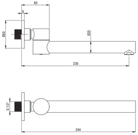 Deante Cascada, otočná vanová výlevka 244 mm, chromová, DEA-NAC_087K