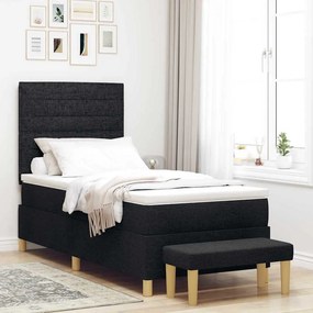 Postel s boxspringem s čelo Černá 200 x 90 cm textil 3344186