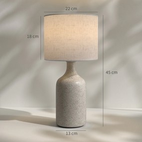 HOMCOM Stolní lampa, lampička na stůl, noční lampička, lampička na psací stůl s keramickým podstavcem, lněným stínidlem, 22x22x45 cm písková+béžová