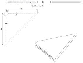 Sapho Sapho, ABELINE rohová police Rockstone 200x200mm, černá attica, AE200-0598